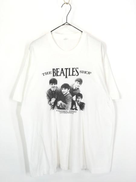 古着 90s Ireland製 The Beatles 「The Beatles Shop」 モノクロ フォト ロック バンド Tシャツ XL