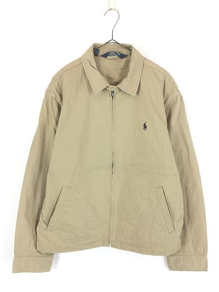 古着 90s Polo Ralph Lauren ワンポイント コットン ツイル スポーツ ジャケット ベージュ XL 古着