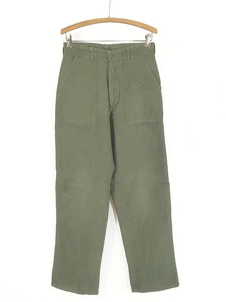 古着 70s 米軍 US ARMY 100%コットンサテン ミリタリー ベイカー トラウザーズ パンツ ストレート W30 L31