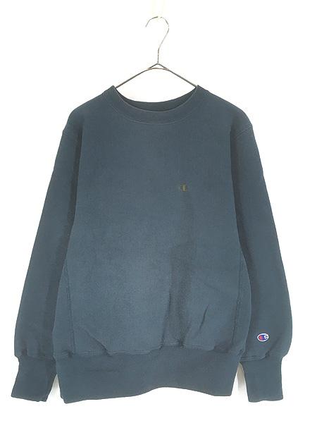 古着 90s Champion Reverse Weave ワンポイント リバース スウェット トレーナー ネイビーグレー M 古着