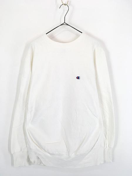 古着 80s USA製 Champion Reverse Weave ワンポイント リバース スウェット トレーナー ホワイト L 古着