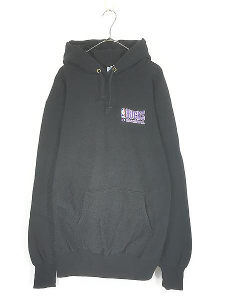 古着 90s USA製 Champion Reverse Weave NBA Milwaukee Bucks バッカス リバース スウェット パーカー XL 古着