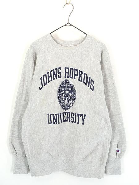 古着 90s USA製 Champion Reverse Weave 「JOHNS HOPKINS」 3段 カレッジ リバース スウェット XL 古着?@