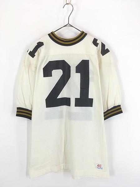 古着 60-70s USA製 Champion 「21」 ナンバリング コットン ナイロン フットボール リンガー Tシャツ 40 古着