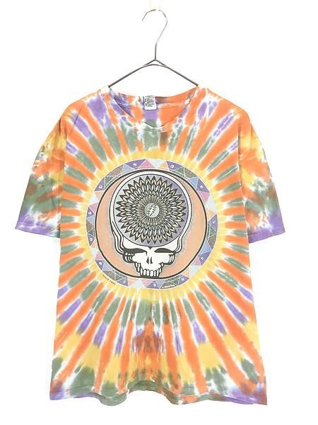 古着 90s Grateful Dead デッドヘッド & デッドベア ロック バンド タイダイ Tシャツ M