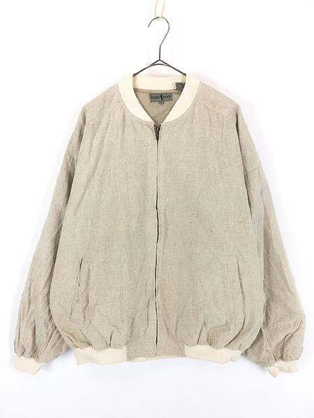 古着 90s ROBERT STOCK ナチュラル コットン リネン ジャケット ブルゾン XL