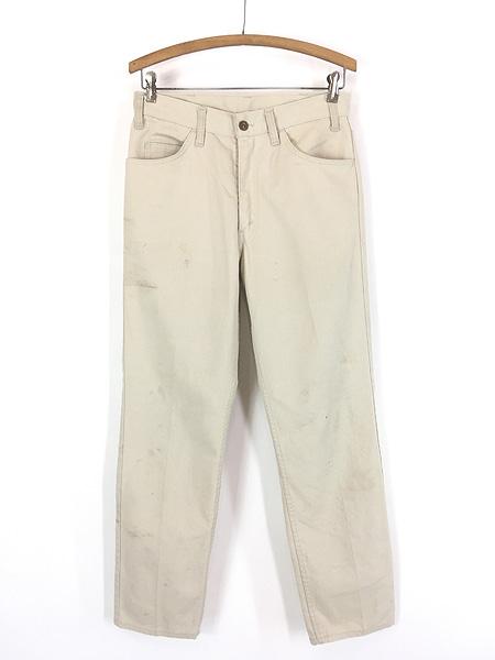 古着 70s Levi's 「Big E」 STA-PREST コットンツイル スタプレ パンツ スリム アイボリー W30 L29.5