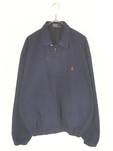 古着 90s Polo Ralph Lauren ワンポイント コットン ツイル スウィングトップ ジャケット ネイビー XL位 古着