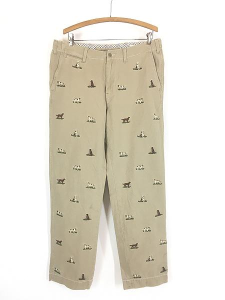 古着 Polo Ralph Lauren 犬 ドッグ 刺しゅう イギリス軍 ミリタリー タイプ トラウザーズ チノ パンツ W36 L30 古着