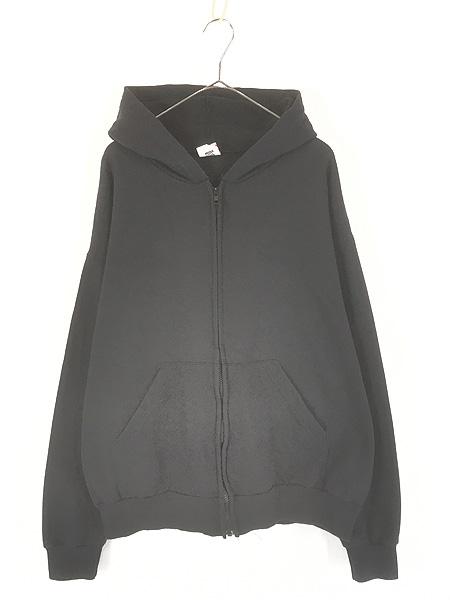 古着 90s USA製 Union Line 無地 プレーン セットイン スウェット ジップ パーカー ブラック XL