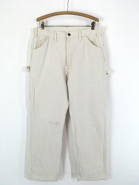 古着 90s Dickies ホワイト コットンキャンバス ペインター ワーク パンツ W35 L30