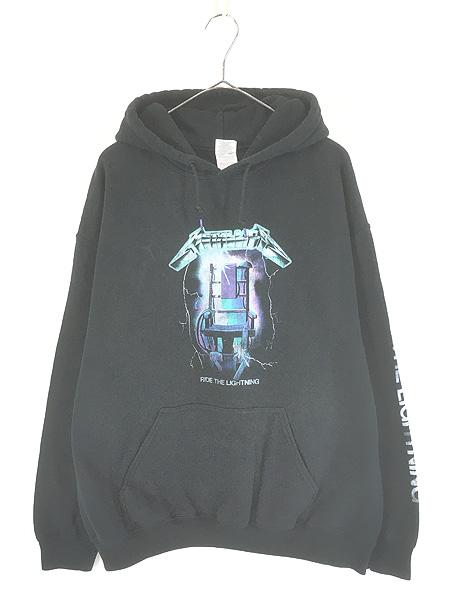 古着 00s- LLICA 「Ride the Lightning」 電気椅子 ヘヴィ メタル ロック バンド スウェット パーカー L