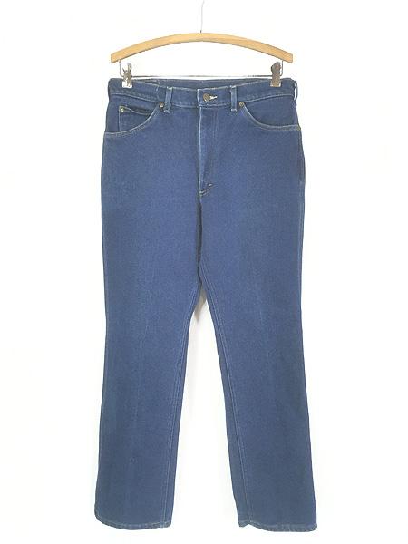 古着 80s USA製 Lee 204-0246 濃紺 ブルー ストレッチ デニム パンツ ジーンズ ストレート W32 L30