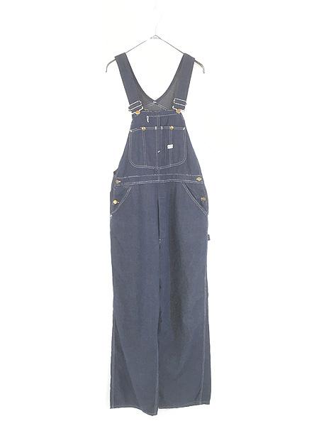 古着 70s USA製 Lee 濃紺 VAT-DYED バッドダイ デニム ワーク オーバーオール サロペット W36 L30