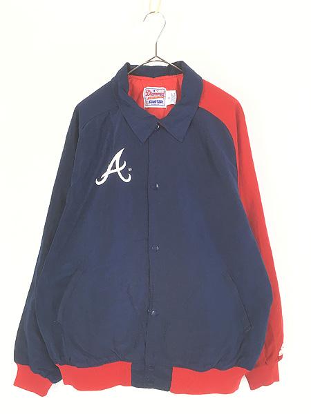 古着 90s STARTER MLB Atlanta Braves ブレーブス パデット 襟付き ナイロン ジャケット XL