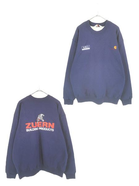 古着 80s Carhartt 裏地 メッシュ 「NORCO」 企業 プリント ヘビー スウェット トレーナー ネイビー XL