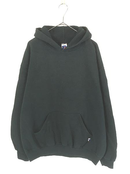 古着 90s Russell 無地 プレーン セットイン スウェット パーカー ブラック XL?A