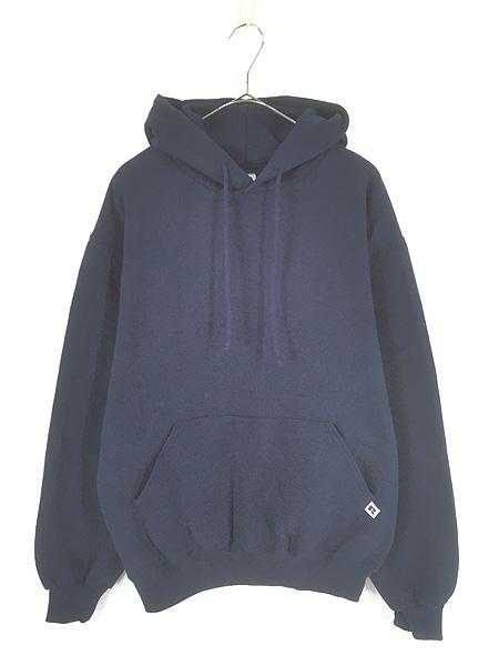 古着 90s Russell 無地 プレーン セットイン スウェット パーカー ネイビー M ミント!!