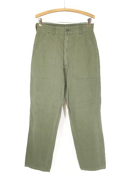 古着 70s 米軍 US HAYES 100%コットンサテン ミリタリー ベイカー トラウザーズ パンツ ストレート W30 L29.5
