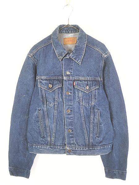 古着 70-80s USA製 Levi's 71506-0216 4th ポケット付 濃紺 デニム トラッカー ジャケット Gジャン ロング丈 46L!