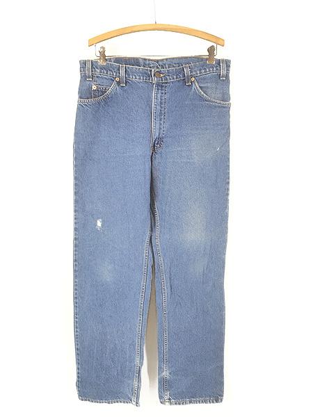 古着 90s USA製 Levi's 517-0215 ヒゲ 濃紺 ブルー デニム ブーツカット パンツ ジーンズ W35 L31