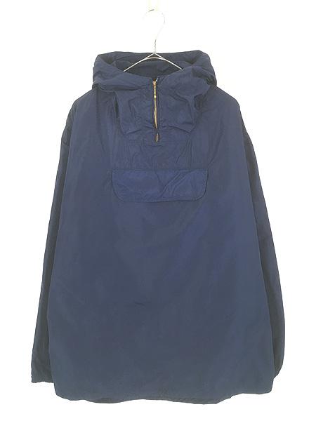 古着 60-70s Anouk ナイロン ハーフジップ プルオーバー アノラック パーカー フーデッド ジャケット XL位