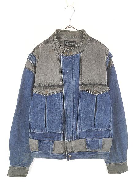 古着 80s Males Only 2tone デニム スタンドカラー ジャケット & ベスト 2way Gジャン L