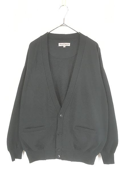 古着 90s ASH CREEK 無地 プレーン オールド スウェット カーディガン ブラック L