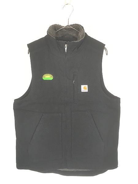 古着 Carhartt 裏ボア ブラック ダック ハイネック ベスト S
