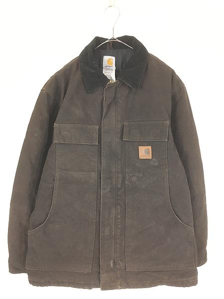 古着 10s Carhartt DKB ダークブラウン ダック パデット トラディショナル コート M