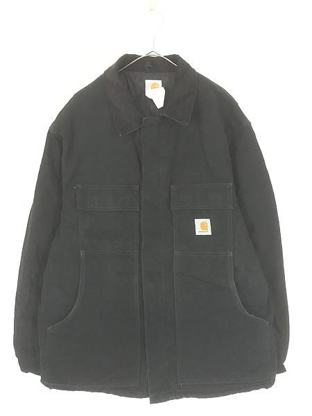 古着 00s Carhartt BLK ブラック ダック パデット トラディショナル コート 46