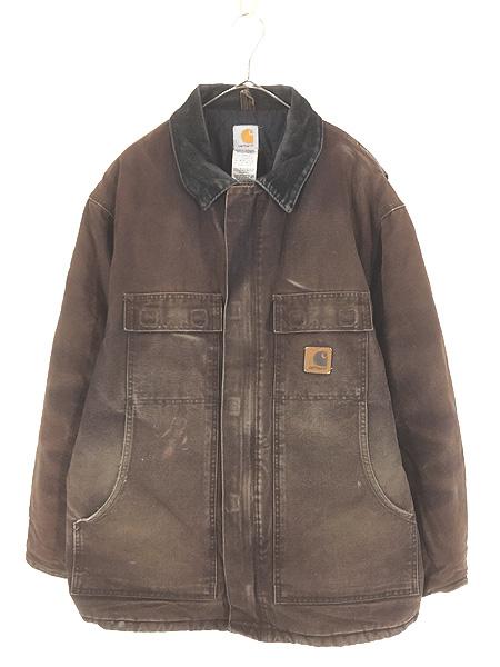 古着 00s Carhartt DKB ダークブラウン ダック パデット トラディショナル コート XL