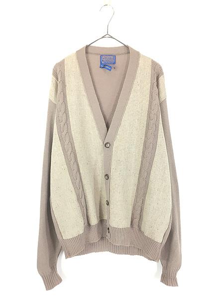古着 80s USA製 Pendleton 「Country Traditionals」 フロント マルチ ウール ニット カーディガン L
