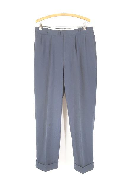 古着 50s The United Woolen Co. ブルー ギャバジン ウール タック スラックス パンツ ストレート W33 L30