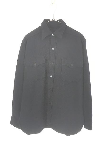 古着 50s 米軍 US Navy マチ付 アンカーボタン CPO フランネル ウール シャツ Dネイビー L位