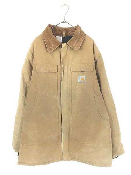 古着 80s USA製 Carhartt 「100周年記念」 ブラウン ダック パデット トラディショナル コート 50
