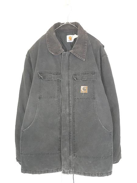 古着 90s- Carhartt フェード ブラック ダック パデット トラディショナル コート XXL位