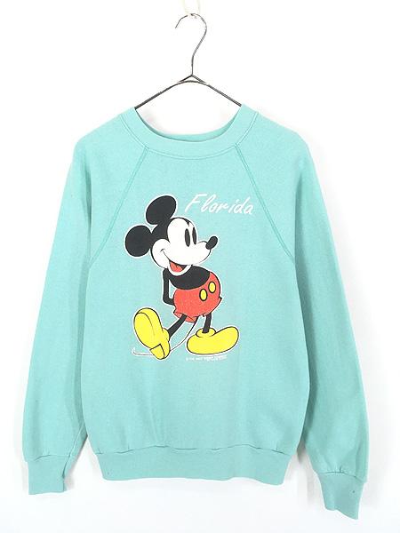 古着 80s Disney Mickey ミッキー スウェット トレーナー ターコイズ S位