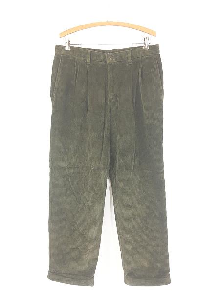 古着 90s Dockers 446-9630 太畝 オリーブ コーデュロイ タック パンツ コーズ ストレート W34 L29