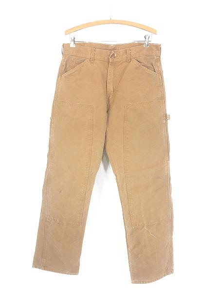 古着 90s USA製 ROUND HOUSE ブラウン ダック Wニー ワーク ペインター パンツ W33 L31