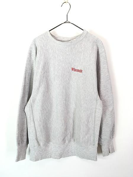 古着 90s USA製 Champion Reverse Weave 「Wisconsin」 刺しゅう リバース スウェット XL 古着