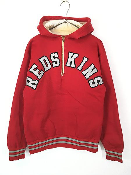 古着 60s USA製 Champion 「REDSKINS」 ハーフジップ ソフトシェル ジャージ パーカー M 古着