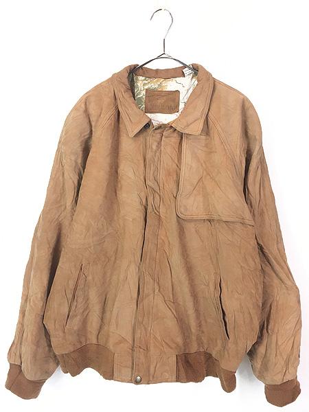 古着 90s Marlboro ガンフラップ 本革 スエード レザー ジャケット ブルゾン L 古着