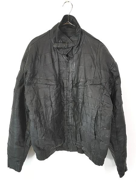 古着 90s Niki 本革 パッチワーク レザー ビッグシルエット ジャケット ブルゾン XL位