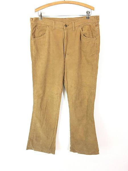 古着 70s USA製 Lee Rider 白タグ モールスキン コットン フレア パンツ ブーツカット W35 L29