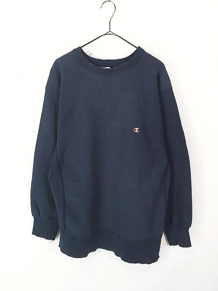 古着 80s USA製 Champion Reverse Weave ワンポイント リバース スウェット 紺 XL 古着