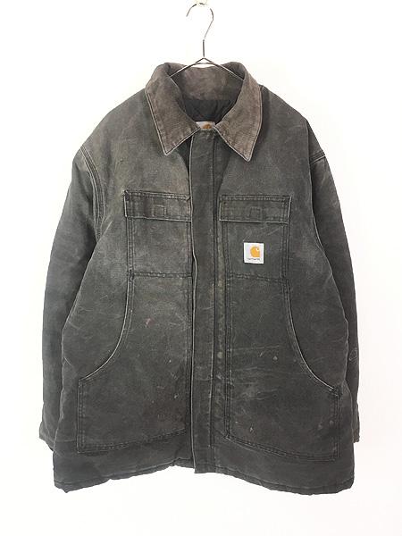 古着 80-90s USA製 Carhartt ブラック ダック パデット トラディショナル コート XL位 古着