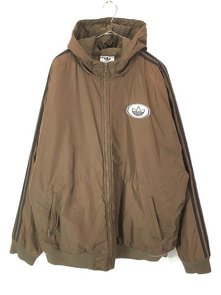 古着 00s adidas 3ライン トレフォイル エナメル パッチ パデット ジャケット パーカー XL 古着