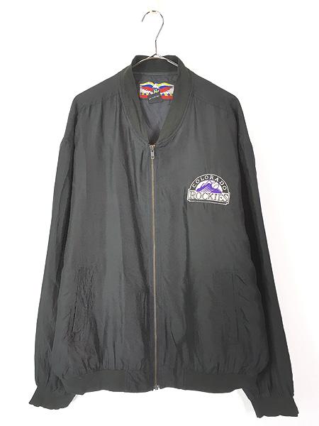 古着 90s MLB Colorado Rockies ロッキーズ シルク ジャケット ブルゾン L 古着