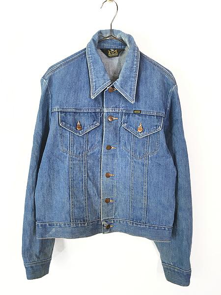古着 70s USA製 BLUE BELL MAVERICK 斜めベル ブルー デニム トラッカー ジャケット Gジャン 40位